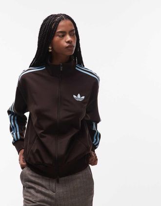 adidas Originals Exclusivit&eacute; ASOS - adidas Originals - Firebird - Veste de surv&ecirc;tement ample - Marron et bleu glacier-Brown