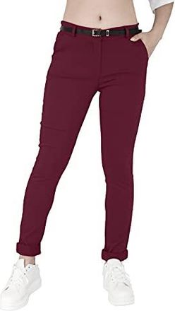 JOPHY & CO. JOPHY & CO 3008 Pantalon chino pour femme avec ceinture, bordeaux, XXL