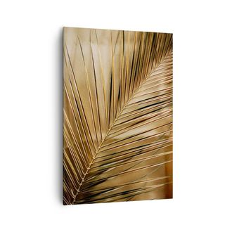 Arttor Bilder auf Leinwand 70x100cm Leinwandbild mit Rahmen Blatt Gold Pflanze Gro&szlig; Wanddeko Bild Schlafzimmer K&uuml;che Deko Wandbilder Dekoration Wohnzimmer Wa