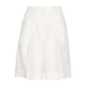 PESERICO Femme, Shorts, Blanc, Taille: 36 FR Pleated Linen Shorts