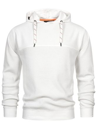 Indicode Herren INTommaso Sweatshirt mit Kapuze aus Waffelstrick-Jersey | Hoodie Kapuzenpullover f&uuml;r M&auml;nner Offwhite, XL