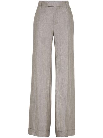 Brunello Cucinelli pantalon ample &agrave; plis marqu&eacute;s - Marron