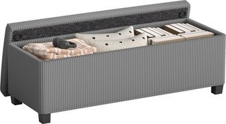 HOMCOM Sitzbank mit Stauraum Polsterbank 112 x 42 x 40 cm mit abnehmbarem Deckel, Cord-Optik, Bank Sitztruhe f&uuml;r Wohnzimmer, Schlafzimmer, Flur, Grau
