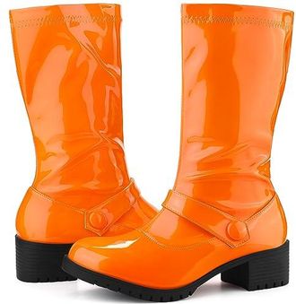 Allegra K Bottes de Combat &agrave; Talons &eacute;pais et &agrave; Fermeture &agrave; glissi&egrave;re pour Femmes Orange 41