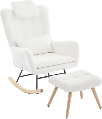 Liberte Fauteuil &agrave; bascule,avec appui-t&ecirc;te et repose-pieds, blanc