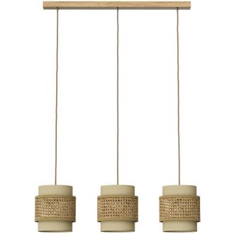 Vicco 3er lampe &agrave; suspendre Morten, rotin/cr&egrave;me, 70x120cm, Vicco