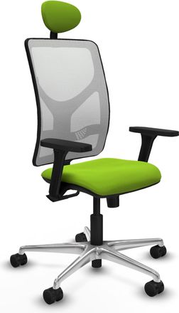 Piqueras y Crespo B&uuml;rostuhl mit 3D-Armlehnen, h&ouml;henverstellbarer Lendenwirbelst&uuml;tze und festem Kopfteil, ausgestattet mit 3-fach verstellbarem Schaumstoff, Wei&szlig;/Pistazi