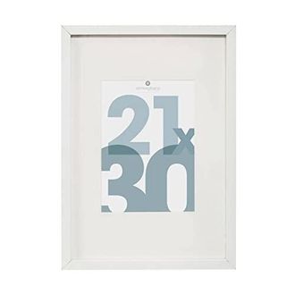 Atmosphera Atmosphera - Cadre Photo Manu Blanc 21x30 cm, Avec Passe-Partout 12x17 cm, À Poser ou Suspendre - Pour Décoration Murale, Salon, Bureau