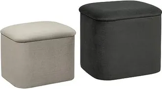 Atmosphera Atmosphera - Set de 2 poufs Dani en Velours L37,5/41,5cm Gris