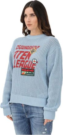 Dsquared2 Femme, Pulls, Bleu, Taille: 42 FR Pull ras du cou