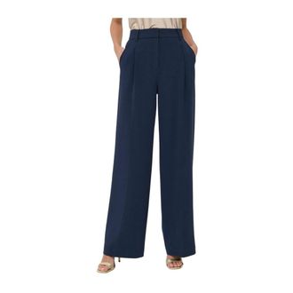 Michael Kors Femme, Pantalons, Bleu, Taille: 38 FR Pantalon Large en Cr&ecirc;pe