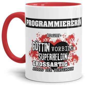 Tassendruck Berufe-Tasse Bedeutung Einer Programmiererin Innen & Henkel Rot/Job/Tasse mit Spruch/Kollegin/Arbeit/Chefin/Witzig/Mug/Cup/Geschenk-Idee/Beste Qualit&auml;