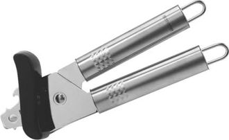 Fackelmann 40446 Ouvre boîte manuel, ouvre-boîte, ouvre conserve, ustensile de cuisine, Acier inoxydable, Argent, 20,5 x 5,5 cm