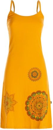 vishes Spagettitr&auml;ger Damen-Kleid in gelb I Gr&ouml;&szlig;e 2XL (44) I Handgefertigt aus 100% Baumwolle I Kleid mit verstellbaren Tr&auml;ger I Ideal f&uuml;r Sommer I Nachhalti