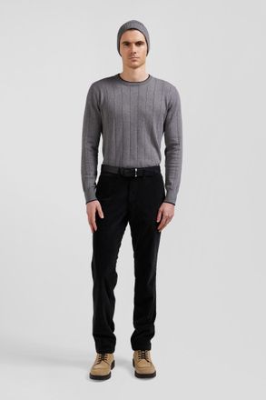 Eden Park Pantalon Chino En Coton Velours Stretch Kaki Coupe Regular