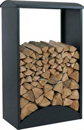 Mendler Brennholzlager HWC-P77, Kamin-/Feuerholzregal Holzlager Holzunterstand Outdoor Metall 160x98x50cm - gr&uuml;n