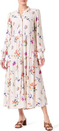 Vero Moda Y.A.S Damen YASASINA LS Long Shirt Dress S. NOOS Kleid, Whitecap Gray/AOP:Botanica Print, X-Small