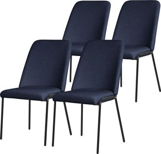 ML Design ML-Design Esszimmerstühle 4er Set Dunkelblau, Küchenstühle mit Stoffbezug & Metallbeinen, Wohnzimmerstuhl mit Rückenlehne, Polsterstühle für Esszimmer