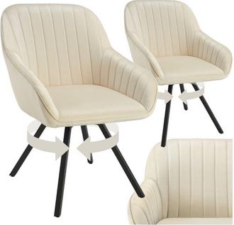 TecTake Lot de 2 Chaises de Salle &agrave; Manger Pivotantes Modernes Fauteuil Salon Velours Chaise Rembourr&eacute;e Confortable Chaise Design Meuble Salon pour Salle &agrave; Ma