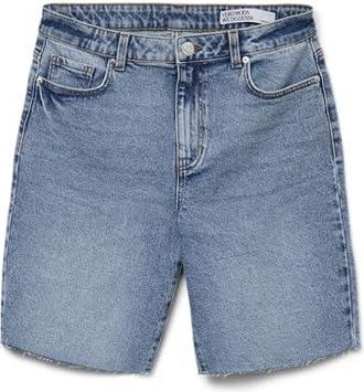 Vero Moda Vmcleo HR Long DNM Shorts Mix Noos, Bleu Jeans Clair, XL Femme