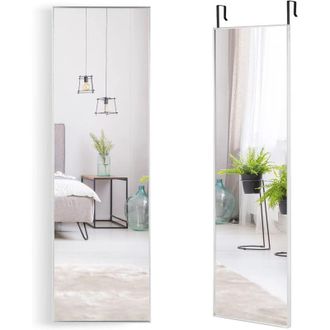 Costway Costway - Miroir Mural-Miroir &agrave; Suspendre sur Porte, 120 x 37 cm, Miroir Pleine Longueur Cadre en Alliage dAluminium avec Crochets de Suspension