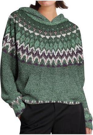 Generic Welt Shop V&ecirc;tements Tricot&eacute;s Chaud &Eacute;l&eacute;gant Imprim&eacute; Sweatshirts Mode avec &Eacute;paules Coud&eacute;es Pull avec Pull Color&eacute; Femme, Rose, XXL