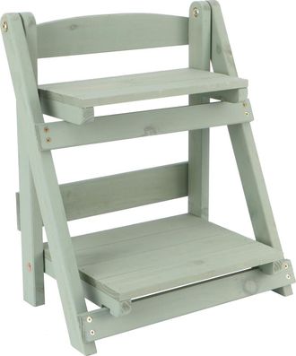 Angoily Zweistöckiges Holzregal Retro Design Multifunktionaler Pflanzenständer und Bücherregal für Balkon und Büro Robustes Massivholz in Vintage grün für Inn