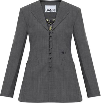Ganni Femme, Vestes, Gris, Taille: 40 FR Single-vent Blazer