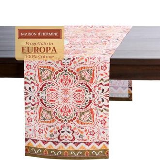 Maison d'Hermine Chemin de table Damask - 100 % coton - Pour fêtes, dîners, vacances, cuisine, Thanksgiving et Noël - 50 x 150 cm