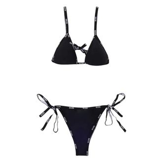 GCDS Bikini mit Logo-Tr&auml;gern - - Swimwear - Damen - Schwarzk - XS