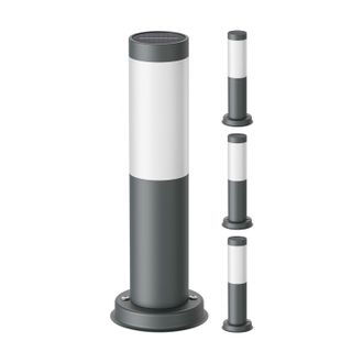 LEDs Com 4 Stück LED Solarleuchte Pollerleuchte Gartenstrahler Außenleuchte Edelstahl anthrazit IP44 warmweiß