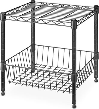 Whitmor Metallregal mit 2 Etagen, Robustes Regal mit Korb, 159 kg Kapazit&auml;t pro Regal, 317,5 kg insgesamt, Heim-Organizer f&uuml;r K&uuml;che, Garage, Badezimmer, 38,1 