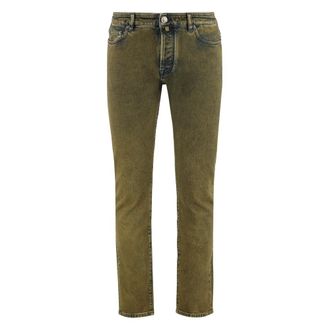 Moorer Regular Fit Jeans mit Lederlogo - - Jeans - Herren - Gr&uuml;n - W38