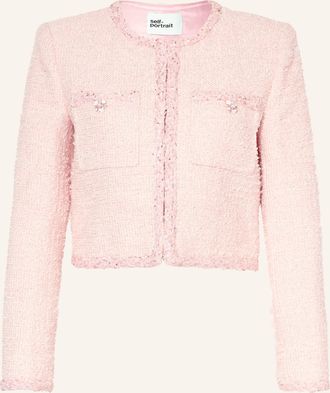 Self Portrait Self-Portrait Boucl&eacute;-Jacke Mit Glitzergarn Und Pailletten rosa