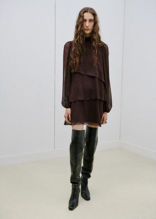 Mango R&uuml;schenkleid mit Polka Dots braun - Damen - XS - MANGO