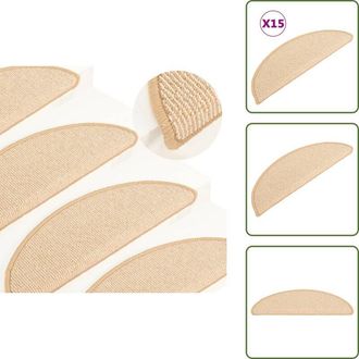 vidaXL Tapis de marches descalier 15 pcs Cr&egrave;me 56x17x3 cm - Tapis Descalier - Protection Escalier - Tapis Marche - Antid&eacute;rapant - Lavable