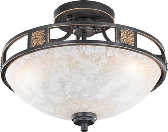 Trio Leuchten LED Deckenleuchte Quinta 608100324, Metall rostfarbig, Glas champagnerfarbig, exkl. 3x E27