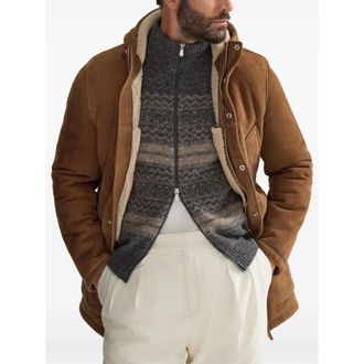 Brunello Cucinelli Shearling-Lined Leather Coat - Brown
