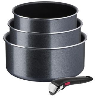 T-fal Ingenio XL Force 4-teiliges Kasserollenset, Topfset abnehmbarer Griff, 16/18/20 cm, platzsparend, T&ouml;pfe mit Titanium 2X Antihaftversiegelung, einfache