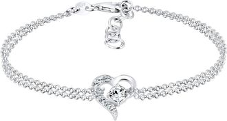 Elli Armband Damen Herz Symbol Liebe mit Kristallen in 925 Sterling Silber. Herzarmband für Frauen