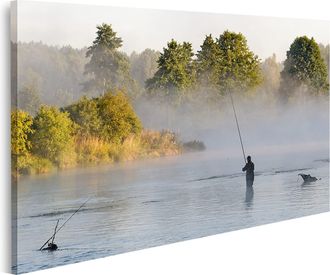 Islandburner Bild auf Leinwand Fischen Angeln In Einem See Natur Bilder Wandbilder Poster