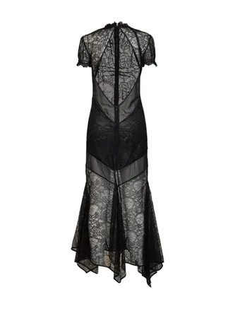 The Attico Womens Maxi Dress Asymmetric Lace Black Polyamide
