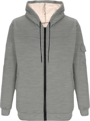 Generic Sweat &agrave; capuche en polaire chaude pour homme - Avec fermeture &eacute;clair sur toute la longueur - Pour les loisirs - Veste de sport &agrave; manches longues, gris
