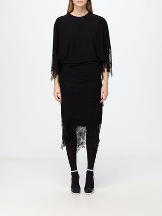 Blumarine Robe midi asym&eacute;trique en viscose avec empi&egrave;cements en dentelle