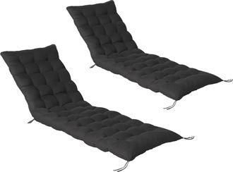 IDMarket 2 Stück Universal-Kissen für Sonnenliege Adam, 180 cm, Schwarz