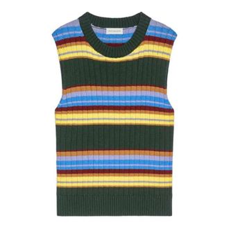 Dries Van Noten Homme, Pulls, Multicolore, Taille: M Pull sans manches &agrave; rayures