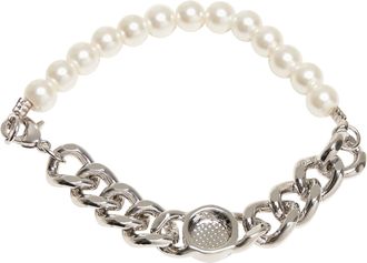 Urban Classics Pearl Flat Chain Bracelet, silver, L/XL