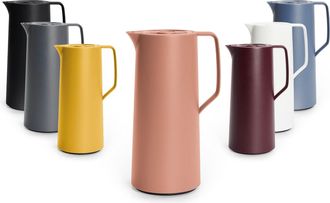 Emsa N41709 Motiva Isolierkanne | 1 Liter | Quick-Press-Verschluss | 12h heiß, 24h kalt | Glaskolben | Made in Germany | Nordisches Design | Terrakotta
