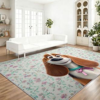 Generic Tapis de Salon Chambre Salle &agrave; Manger Adulte Bureau Design Personnages De Dessins Anim&eacute;s Chiens Mignons Poil Court Fin Doux L&eacute;ger R&eacute;sistant 120 x 180 