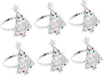 Holibanna 6st&uuml;cke Weihnachtsserviettenringe Aus Serviettenringe Silber F&uuml;r Tischdeko Serviettenhalter F&uuml;r Weihnachtsparty Und Home-Dekoration